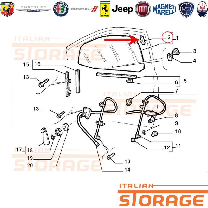 7608099, Alfa 155 Fiat Tempra Tipo Sport Pattino Vetro Finestrini ...
