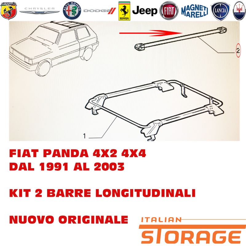 7724150, Fiat Panda 4x2 4x4 Barra Longitudinale Portapacchi Nuovo ...