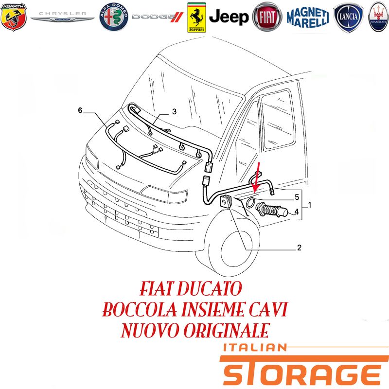 1304322080, Fiat Ducato Boccola Insieme Cavi Nuovo Originale 1304322080
