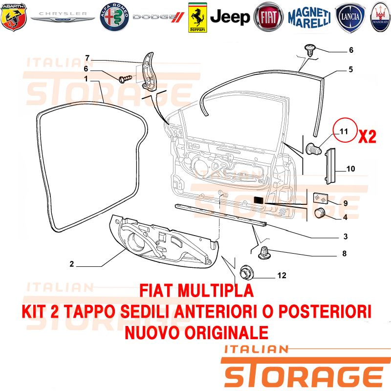 51734600, Fiat Multipla Kit 2 Tappo Porte Anteriori O Posteriori Nuovo ...