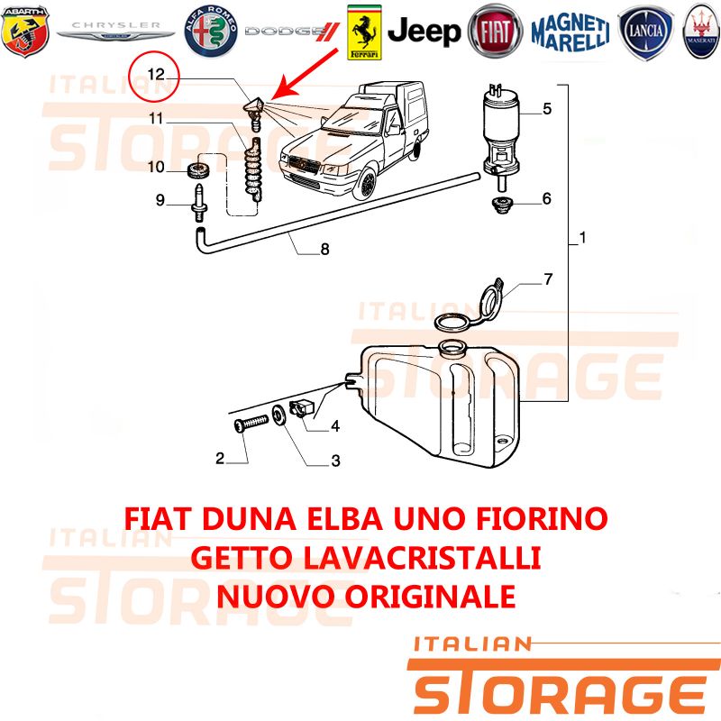 7656464, Fiat Duna Elba Uno Fiorino Getto Lavacristalli Nuovo Originale ...