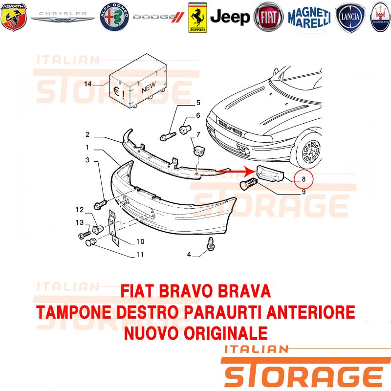 7771626, Fiat Bravo Brava Tampone Destro Paraurti Anteriore Nuovo ...