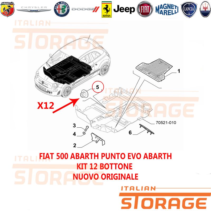 7799951, Fiat 500 Abarth Punto Evo Abarth Kit 12 Bottone Nuovo ...